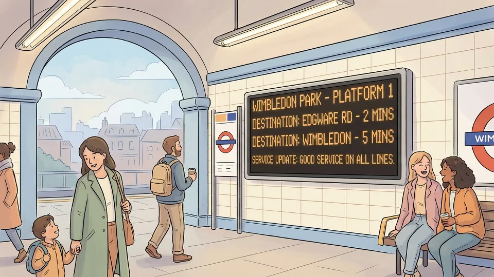 TfL Restores Info Board at Wimbledon Park Station