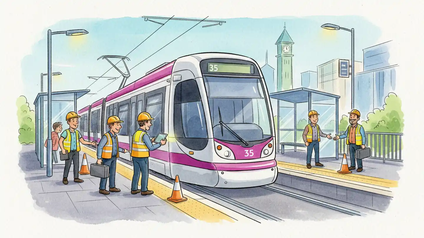 West Midlands Repairs Tram 35 After Floor Issue