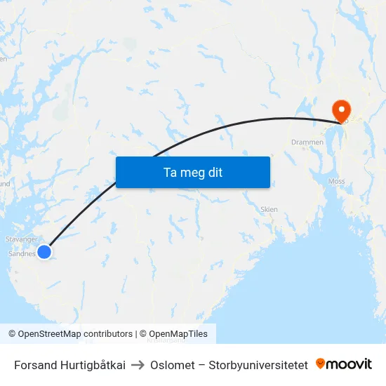 Forsand Hurtigbåtkai til Oslomet – Storbyuniversitetet med offentlig ...