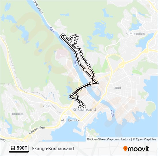 590t Rute: rutetider, holdeplasser og kart - Bestillingsbuss Skaugo ...