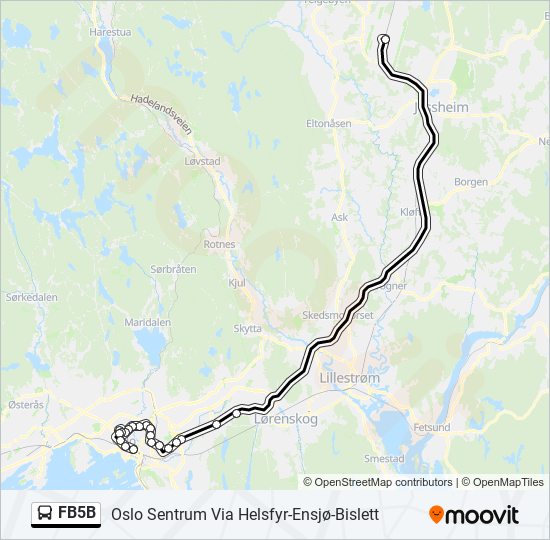 fb5b Rute: rutetider, holdeplasser og kart - Oslo Sentrum Via Helsfyr ...