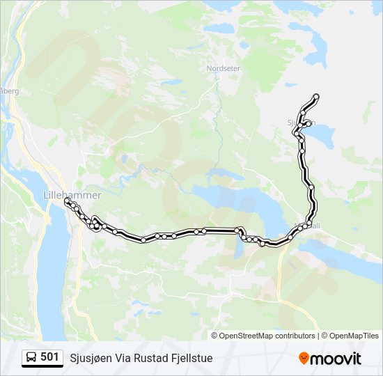 501 Route: Schedules, Stops & Maps - Sjusjøen Via Rustad Fjellstue ...