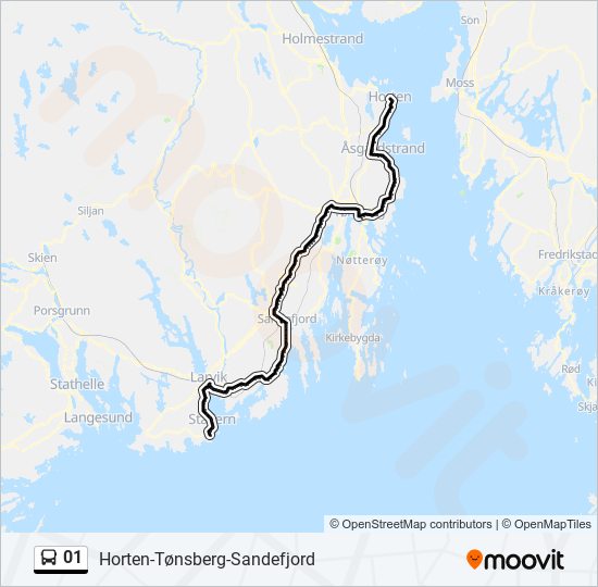 01 Rute: rutetider, holdeplasser og kart - Larvik-Sandefjord (Oppdatert)