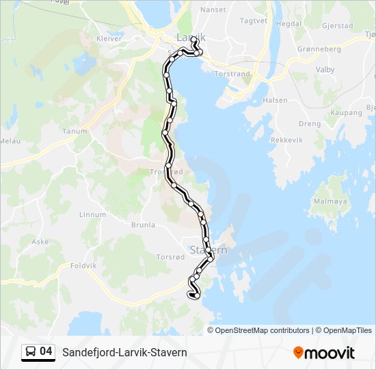 04 Rute: rutetider, holdeplasser og kart - Larvik (Oppdatert)