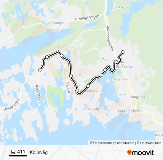 411 Route: Schedules, Stops & Maps - Kollevåg (Updated)