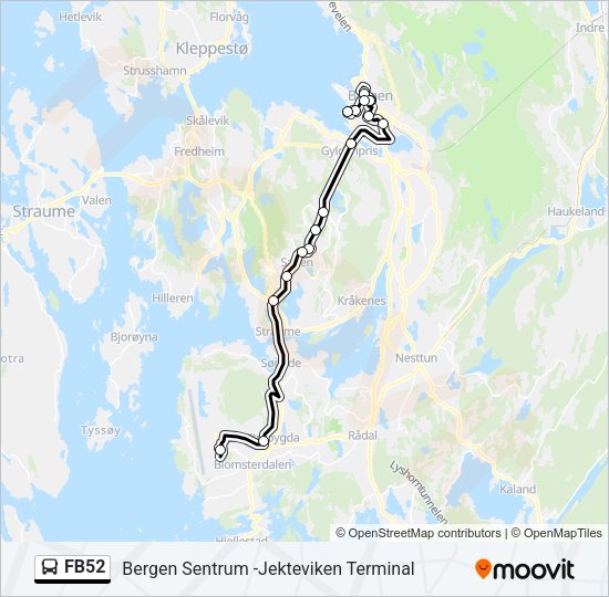 fb52 Route: Schedules, Stops & Maps - Bergen Sentrum -Jekteviken ...