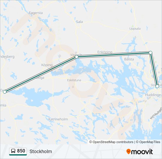 850 Route: Schedules, Stops & Maps - Stockholm (Updated)