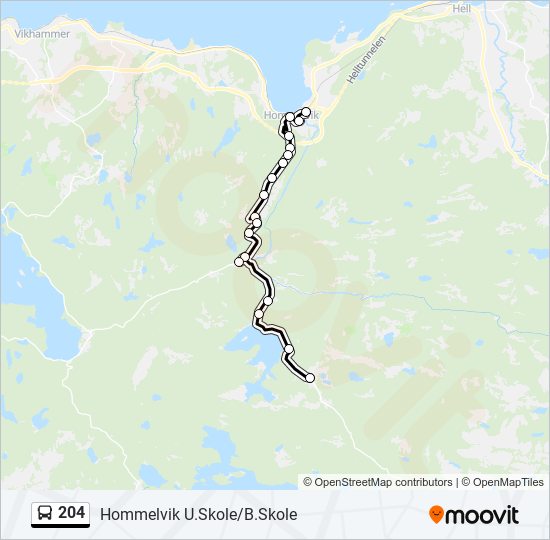 204 Route: Schedules, Stops & Maps - Hommelvik U.Skole/B.Skole (Updated)