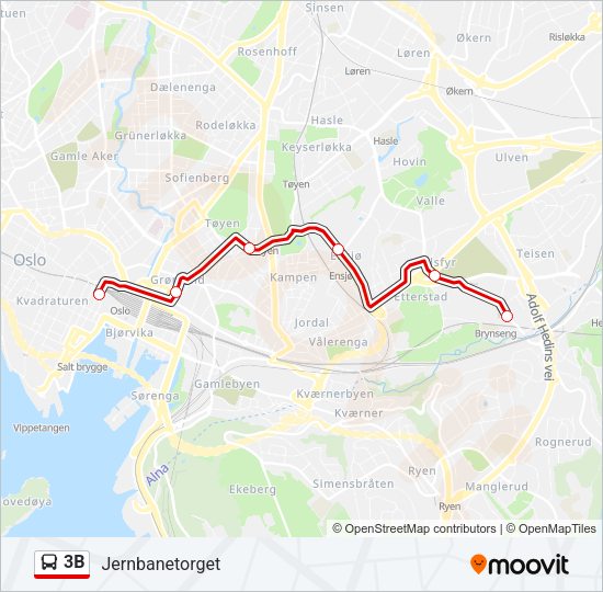 3b Route: Schedules, Stops & Maps - Jernbanetorget (Updated)