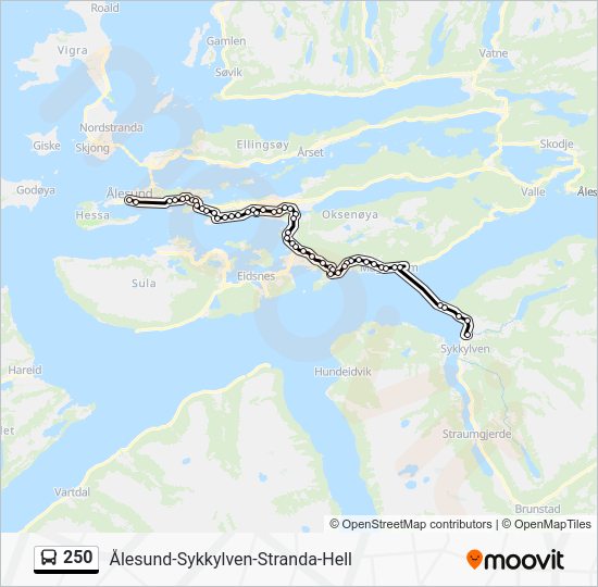 250 Route: Schedules, Stops & Maps - Sykkylven-Stranda Via Magerholm ...