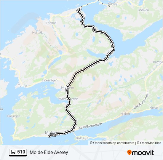 510 Rute: rutetider, holdeplasser og kart - Eide-Molde (Oppdatert)