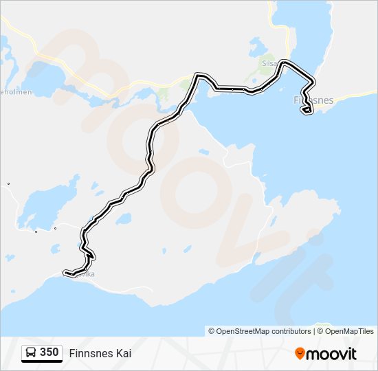 350 Rute: rutetider, holdeplasser og kart - Finnsnes Kai (Oppdatert)
