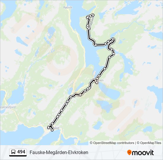 494 Route: Schedules, Stops & Maps - Fauske Rutebilstasjon (Updated)