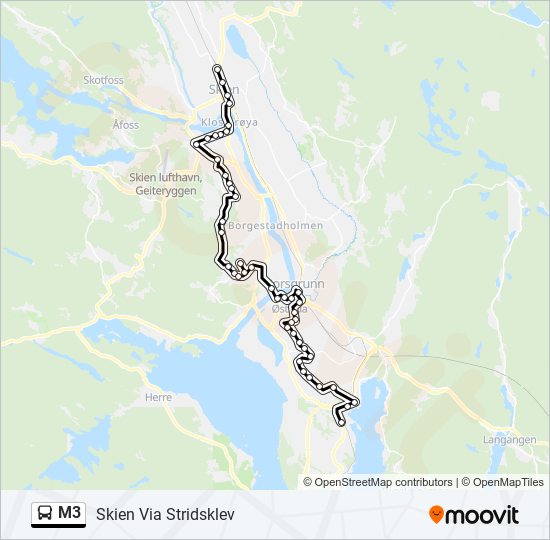 m3 Route: Schedules, Stops & Maps - Skien Via Stridsklev (Updated)