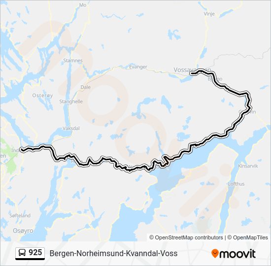 925 Route: Schedules, Stops & Maps - Arna Via Norheimsund (Updated)