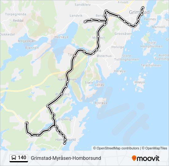 140 Route: Schedules, Stops & Maps - Grimstad (Updated)