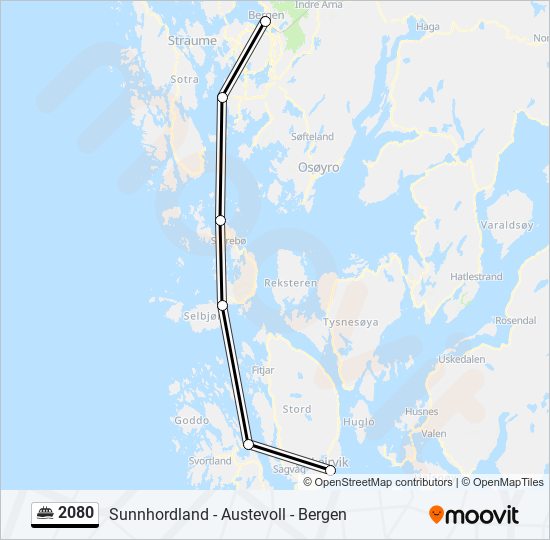 2080 Rute: rutetider, holdeplasser og kart - Leirvik (Oppdatert)