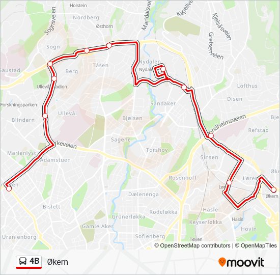 4B Route: Schedules, Stops & Maps - Økern (Updated)
