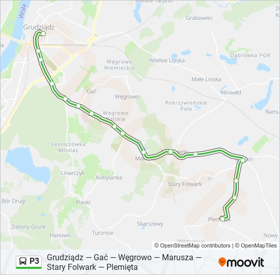 p3 Route: Schedules, Stops & Maps - Plemięta‎→Grudziądz, Rapackiego ...