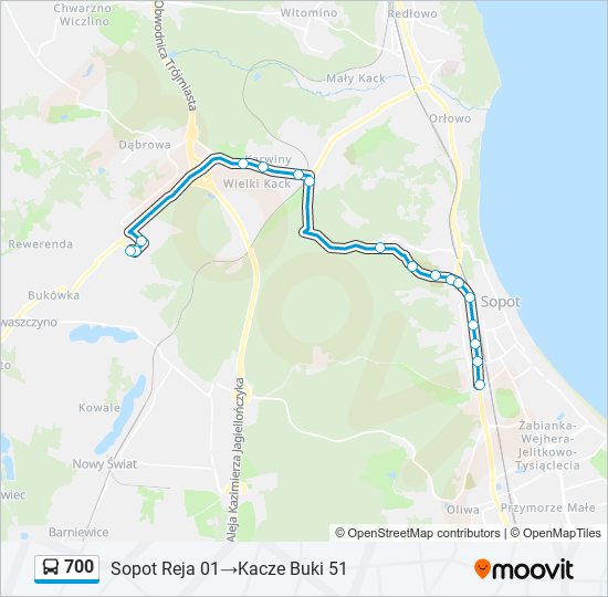 700 Route: Schedules, Stops & Maps - Sopot Reja 01‎→Kacze Buki 51 (Updated)
