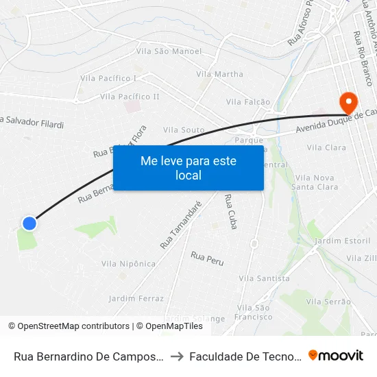 Rua Bernardino De Campos - Qd. 34 Impar para Faculdade De Tecnologia ...