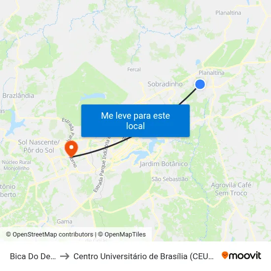 Bica Do Der Parada para Centro Universitário De Brasília (Ceub ...