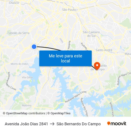 Avenida João Dias 2841 para São Bernardo Do Campo de transporte público