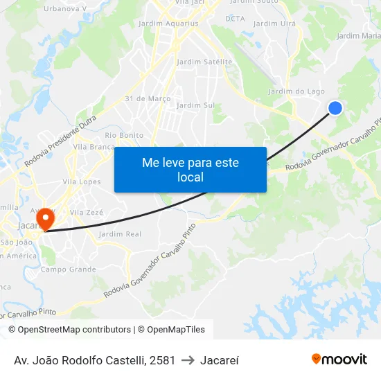 Av. João Rodolfo Castelli, 2581 para Jacareí de transporte público