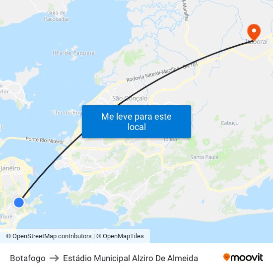Botafogo para Estádio Municipal Alziro De Almeida de transporte público