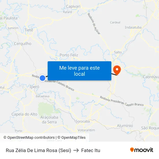 Rua Zélia De Lima Rosa (Sesi) para Fatec Itu de transporte público