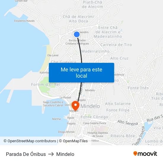 Parada De Ónibus para Mindelo através de transportes públicos