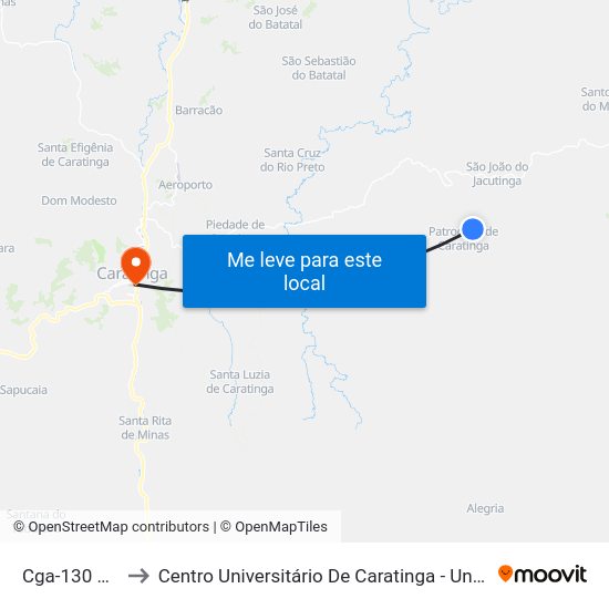 Cga-130 Sul para Centro Universitário De Caratinga - Unec I de ...