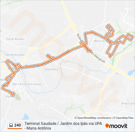 Rota da linha 240: horários, paradas e mapas - Jardim Dos Ipês Via Upa ...