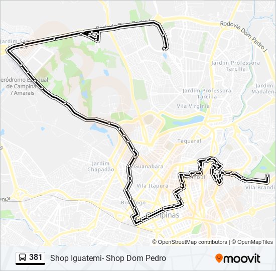 Rota da linha 381: horários, paradas e mapas - Shopping D.Pedro ...