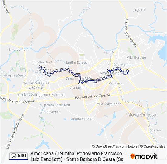630 Route: Schedules, Stops & Maps - Santa Barbara D Oeste (Sao Joaquim ...