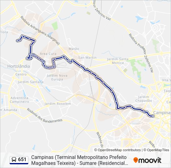 Línea 651: horarios, paradas y mapas - Campinas (Terminal Metropolitano ...