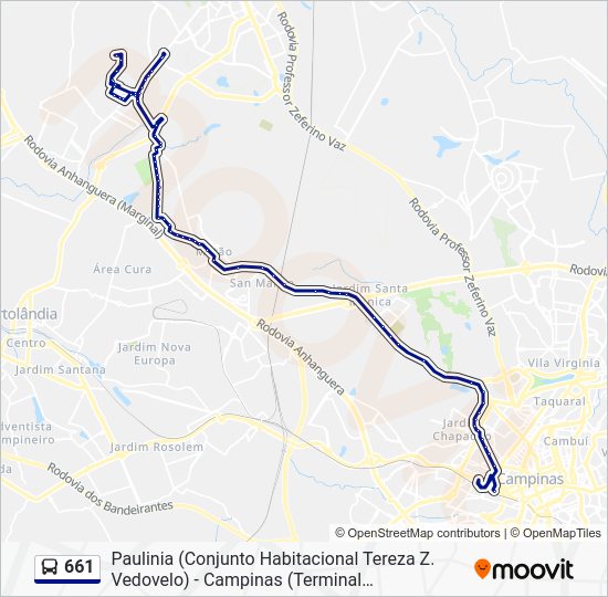 Línea 661: horarios, paradas y mapas - Paulinia (Conjunto Habitacional ...