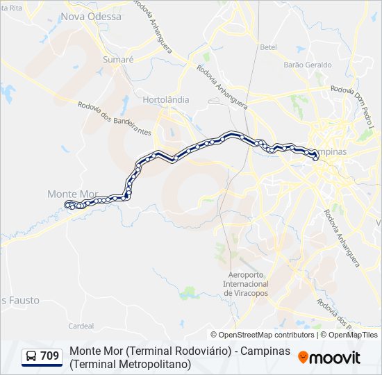 Rota da linha 709: horários, paradas e mapas - Monte Mor (Rodoviária ...