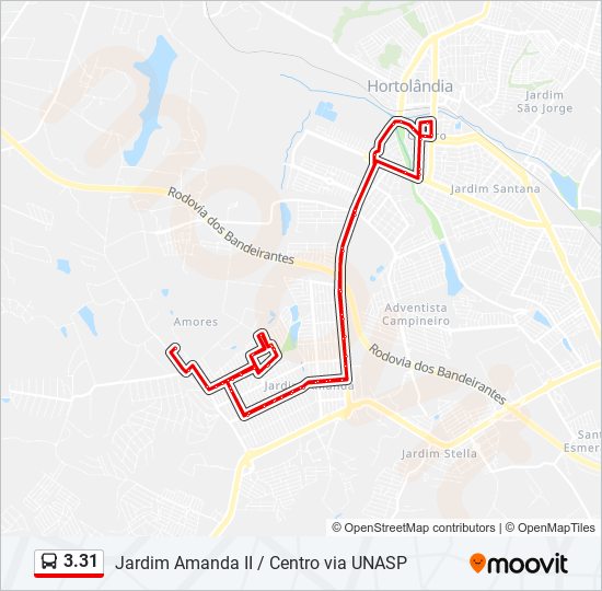 Rota da linha 331: horários, paradas e mapas - Jardim Amanda II ...