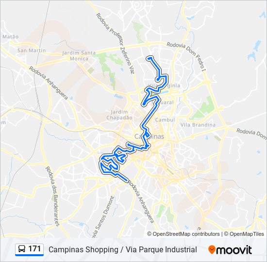 Rota da linha 171: horários, paradas e mapas - Campinas Shopping ...