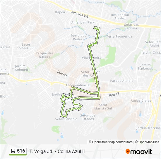 Rota da linha 516: horários, paradas e mapas - T. Veiga Jd. → Colina ...