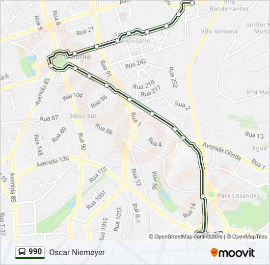 Línea 990: horarios, paradas y mapas - Oscar Niemeyer (Actualizado)