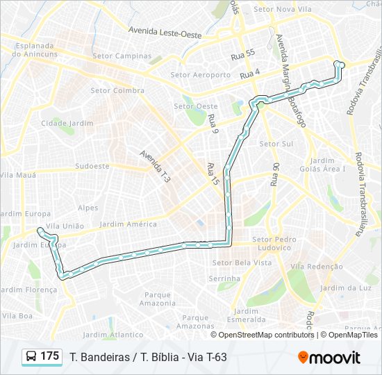 Rota da linha 175: horários, paradas e mapas - T. Bandeiras - Via T-63 ...