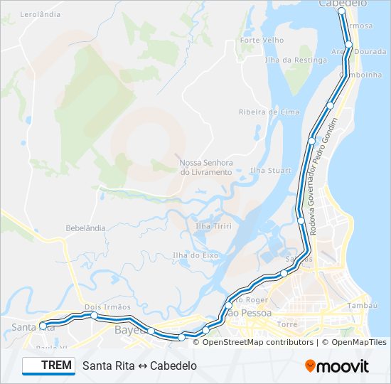 Rota da linha trem: horários, paradas e mapas - Cabedelo Santa Rita ...