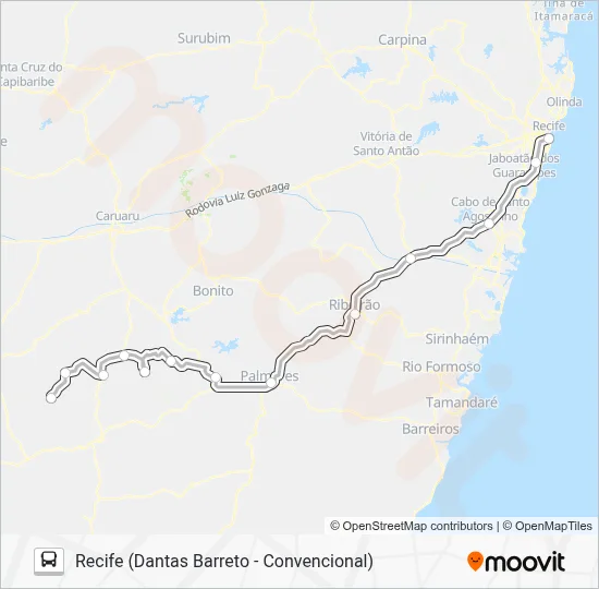 Rota da linha 1105 JUREMA X RECIFE: horários, paradas e mapas - Recife ...