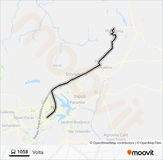 Rota da linha 1058: horários, paradas e mapas - Volta (Atualizado)