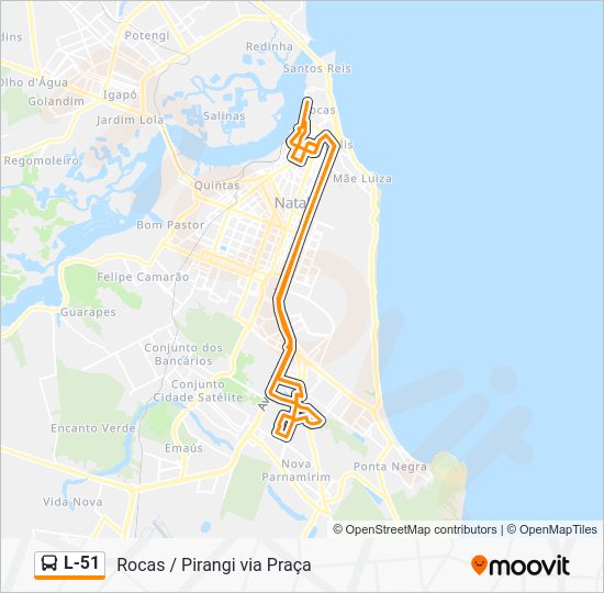 Rota da linha L51: horários, paradas e mapas - Rocas / Pirangi via ...