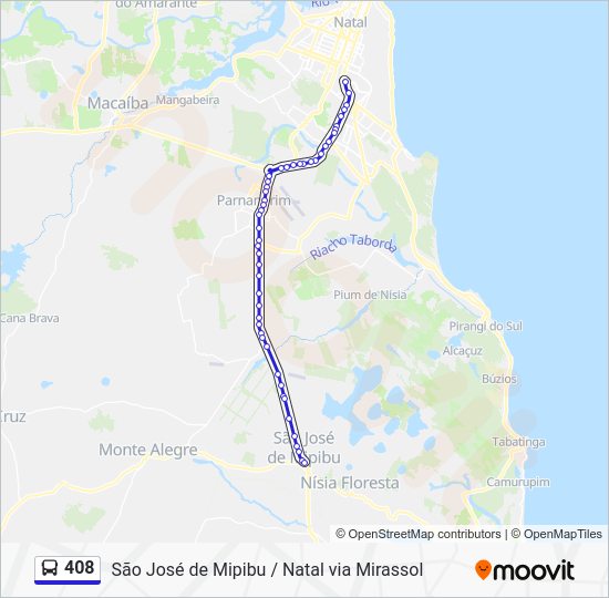 408 Route: Schedules, Stops & Maps - Natal São José do Mipibu via ...