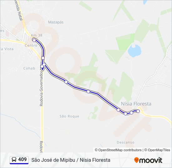 409 Route: Schedules, Stops & Maps - São José de Mipibu Nísia Floresta ...