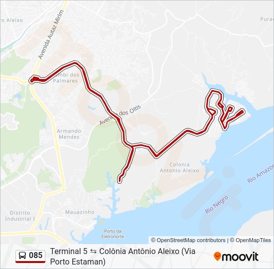 Rota da linha 085: horários, paradas e mapas - Terminal 5 ⇆ Colônia ...